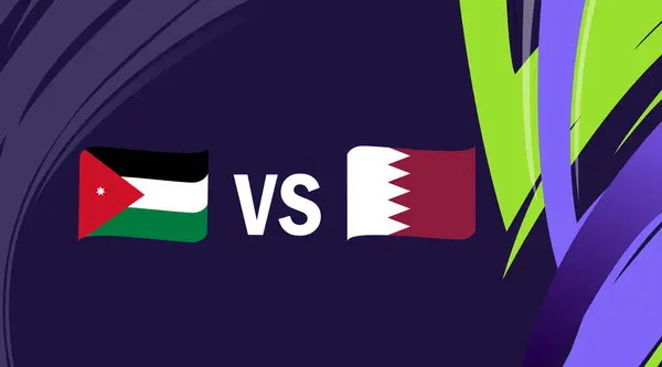Jordanie And Qatar Match Ribbon Flags Asian Nations 2023 Emblemas ...