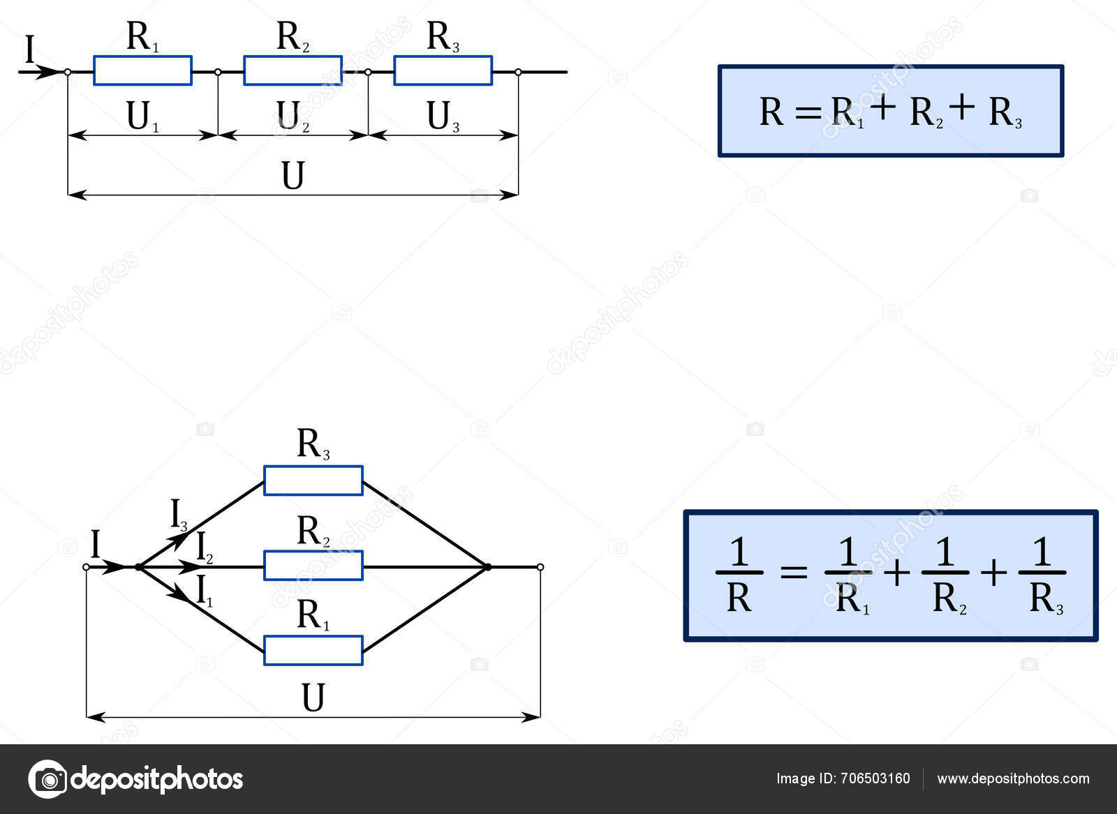 Two Diagrams Connection Three Resistors Series Parallel Expression ...