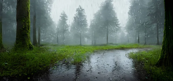 Rainy day in forest Stock Photos, Royalty Free Rainy day in forest Images | Depositphotos