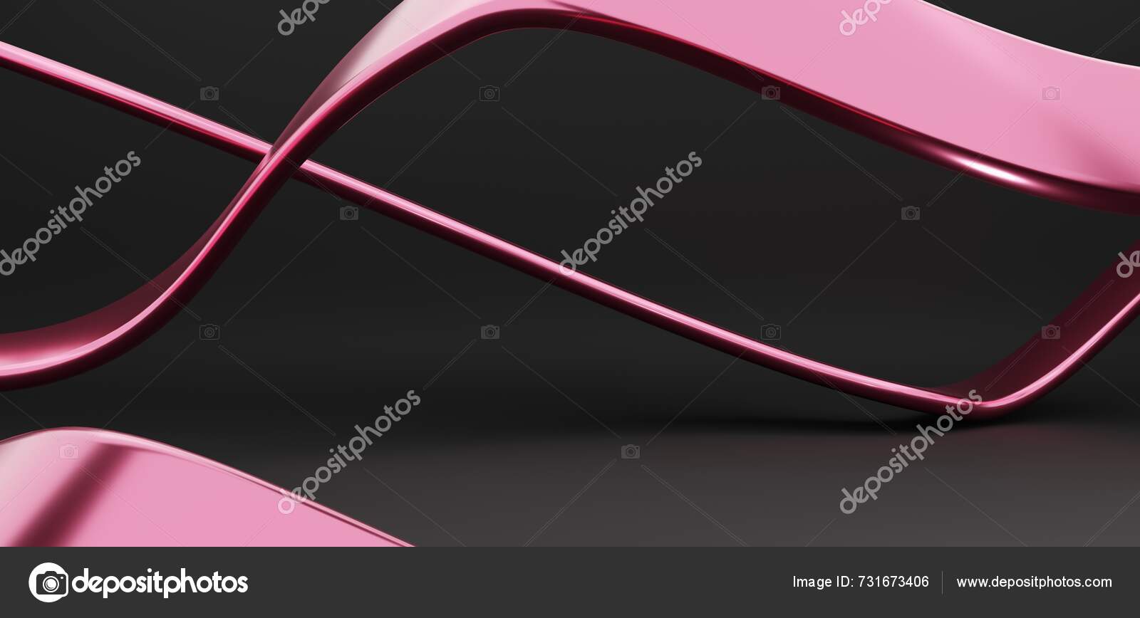 Ribbon Fluttering Shiny Black Background Shiny Illustration — Stock ...