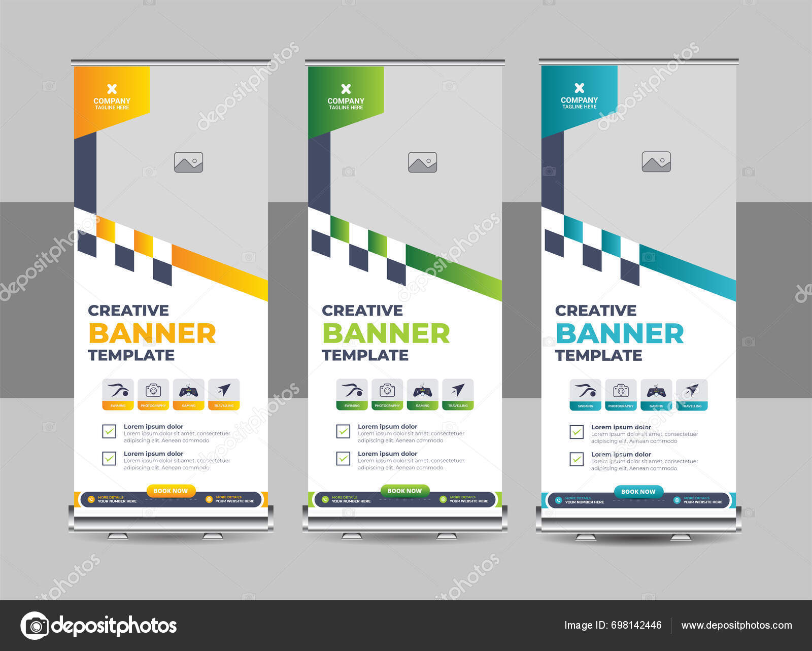 Roll Banner Design Template Modern Standee Flag Banner Pull Design ...