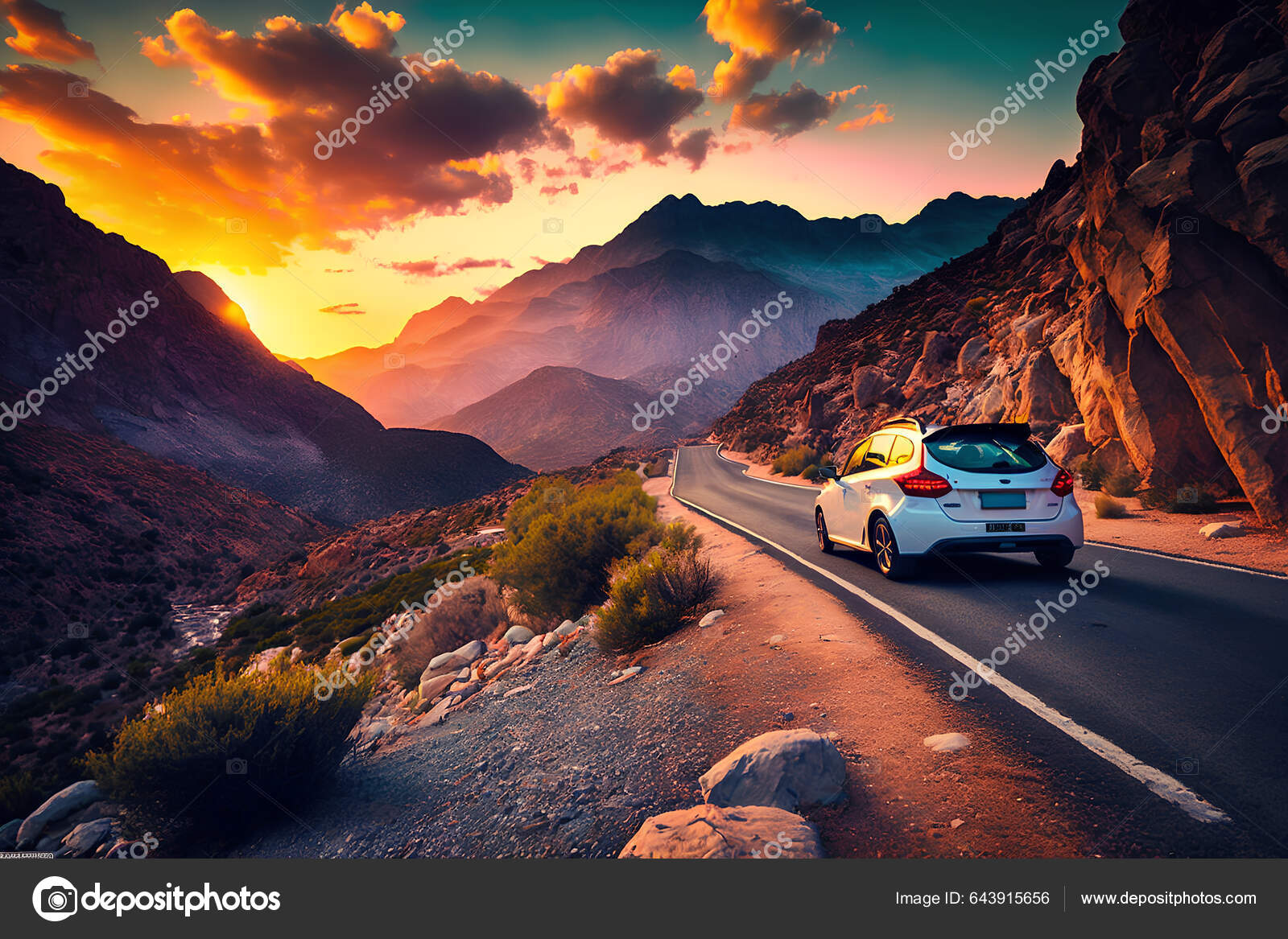 Car Road Perspective Vanishing Infinity Tenerife — Stock Photo ...
