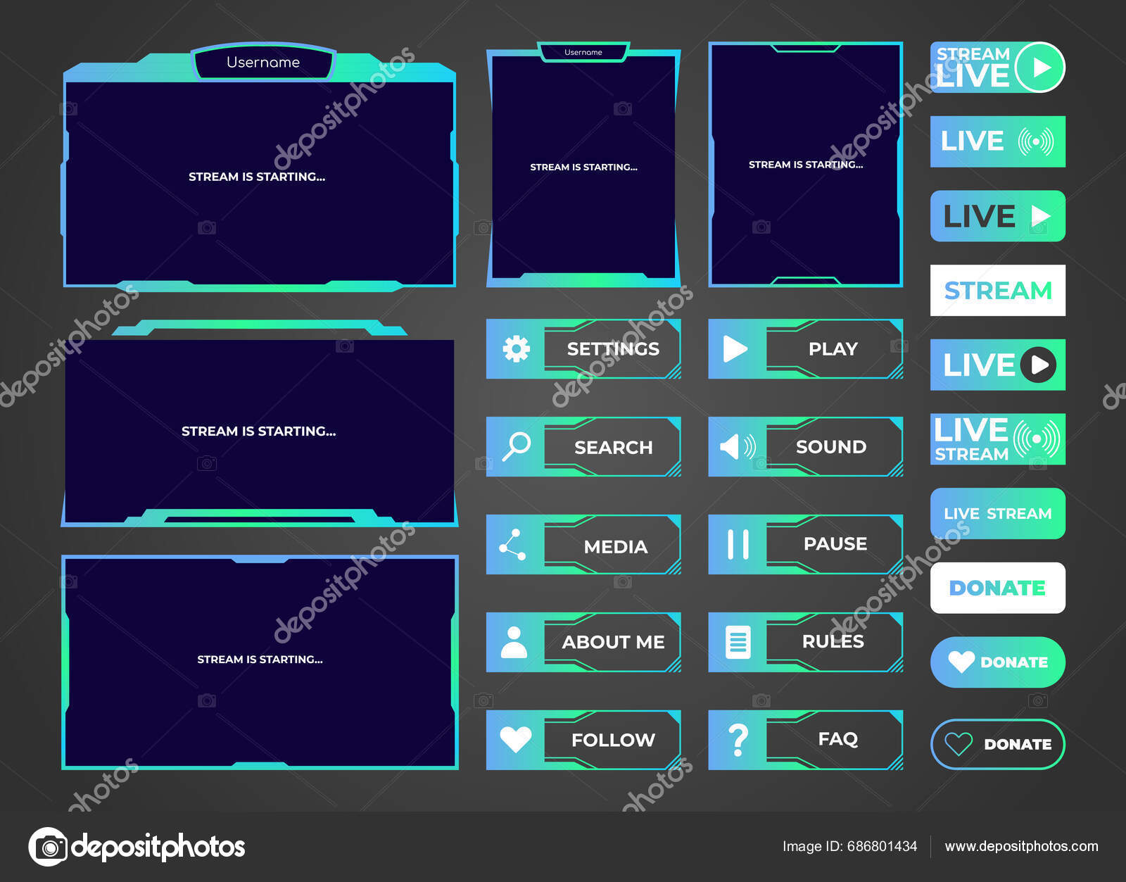 스트리트 스크린 오버레이 템플릿 Vector Border Frame Game Interface Stream 스톡 벡터 ©mistervector 686801434