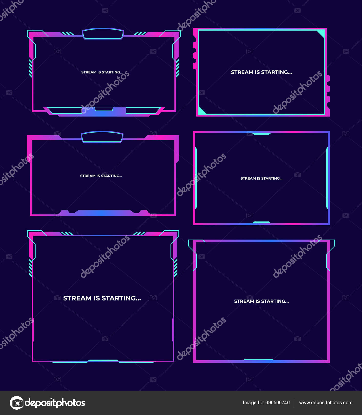 Streaming Screen Panel Overlay Design Template Gradient Color Vector ...