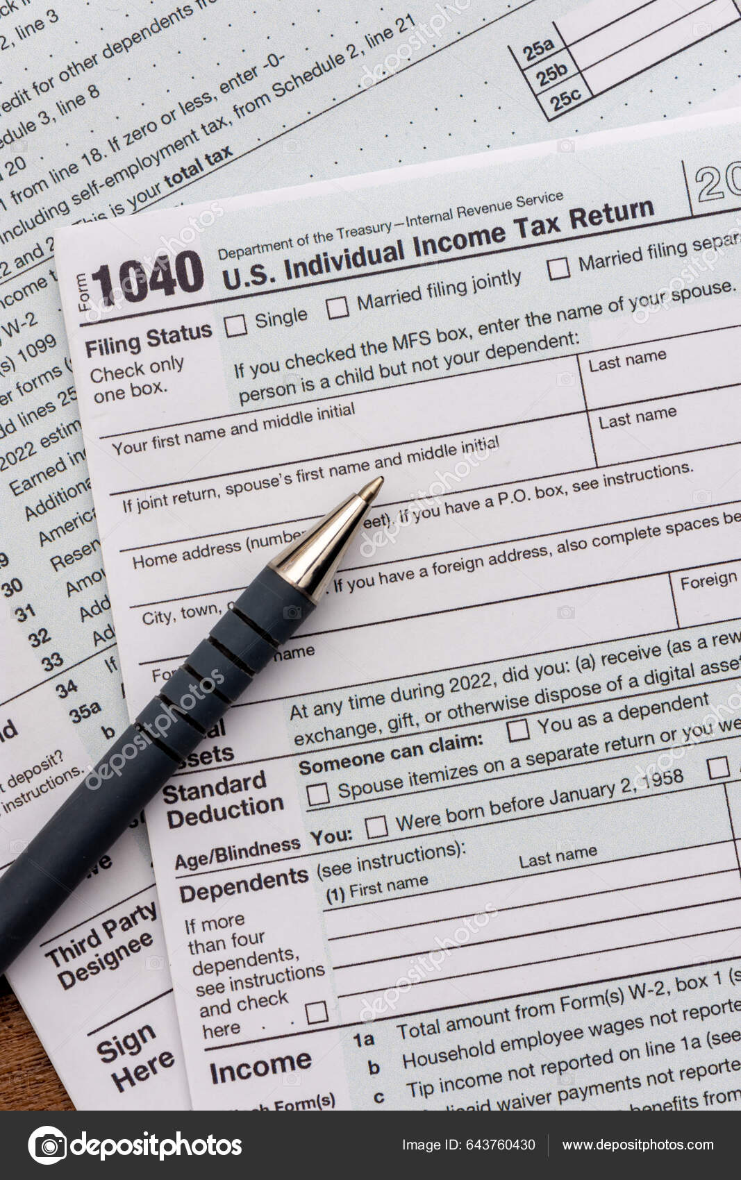 Individual Income Tax Return Document People Have Complete Form 1040 ...