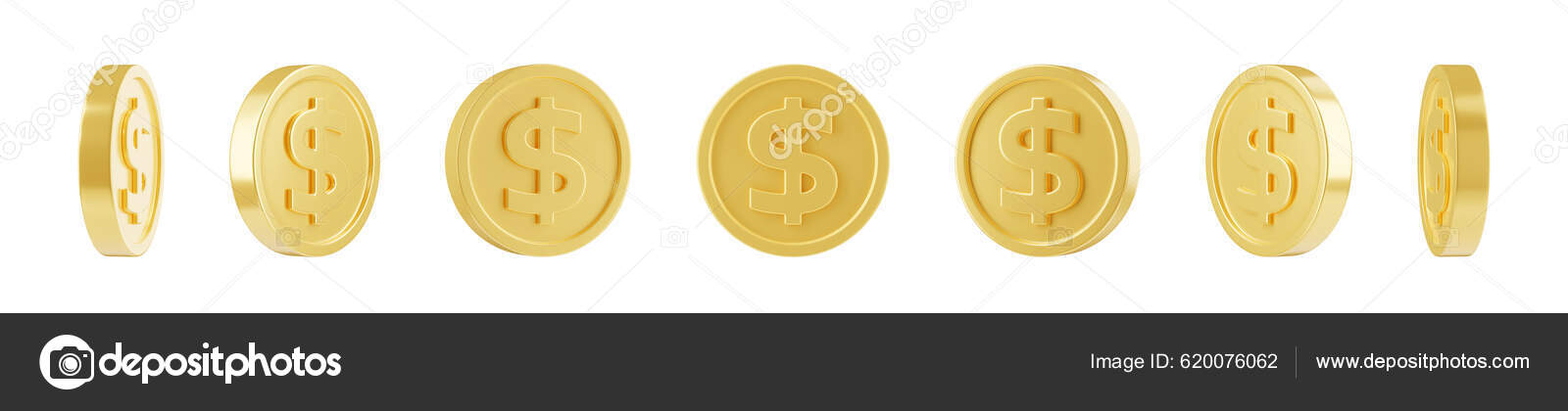 동전은 스프린트 시트를 회전시킨다 Golden Dollar Token Chip Flip Animated — 스톡 사진 ...