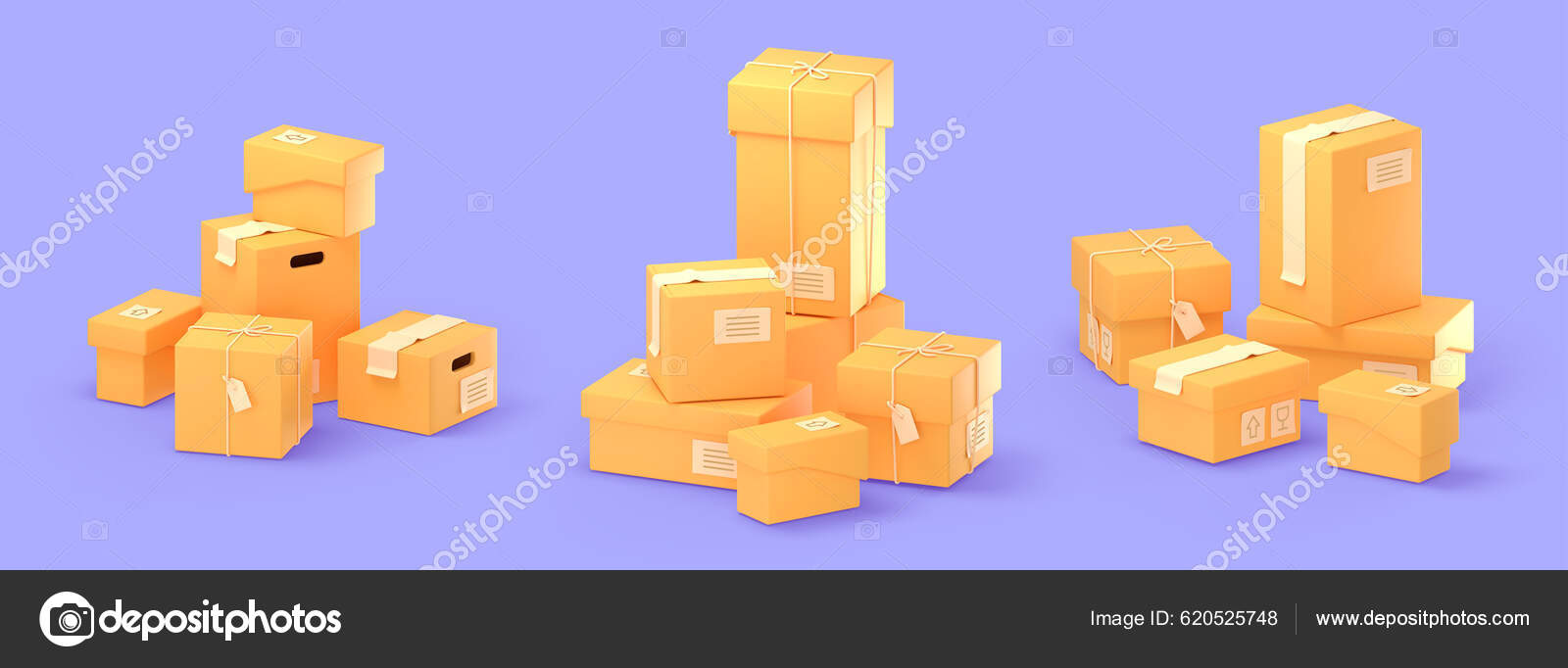 Cardboard Package Boxes Stacks Piles Parcels Cargo Post Orders Packages ...