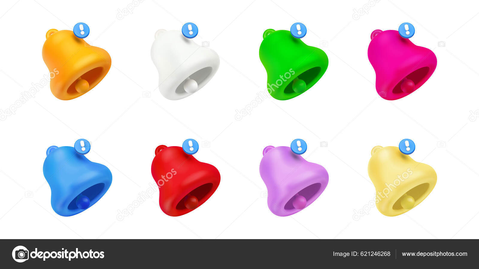 Render Notification Bells Colorful Unread Message Phone Computer ...