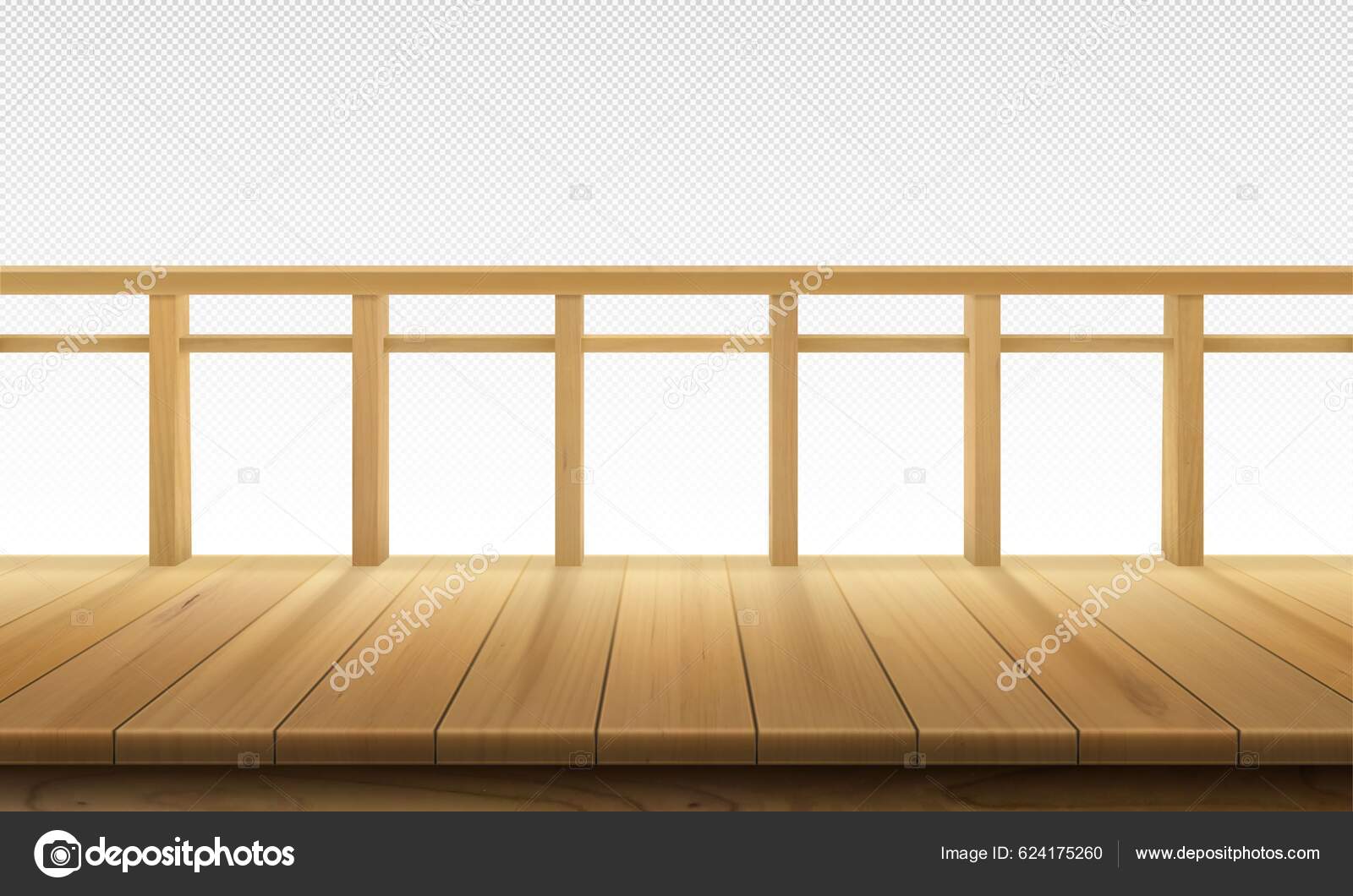 Holzsteg Steg Konstruktion Mit Holzplanken Und Geländer Isoliert Auf ...