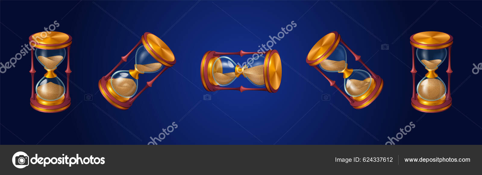 Hourglass Rotation Sprite Sheet Animation Set Glass Clock Icons Turning ...