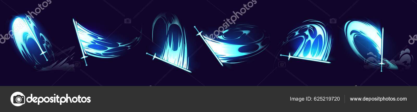 Sword Attack Slash Cut Effect Blue Flash Weapon Motion Punch Stock ...