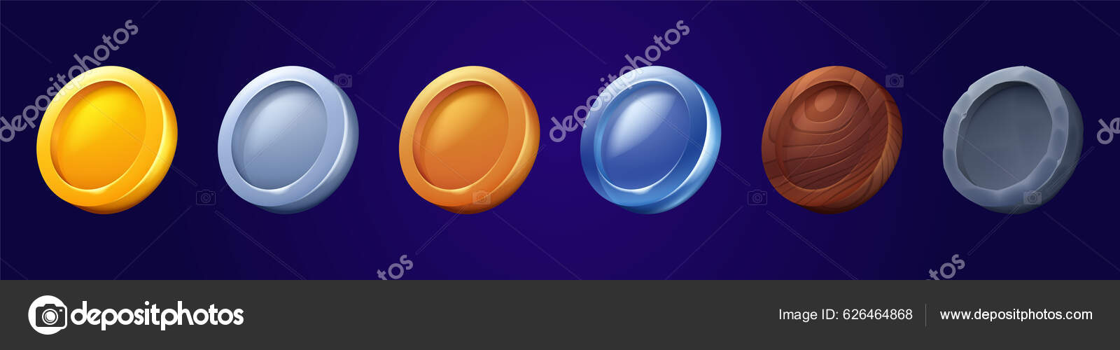 Game Buttons Frames Level Icons Cartoon Design Empty Golden Silver ...