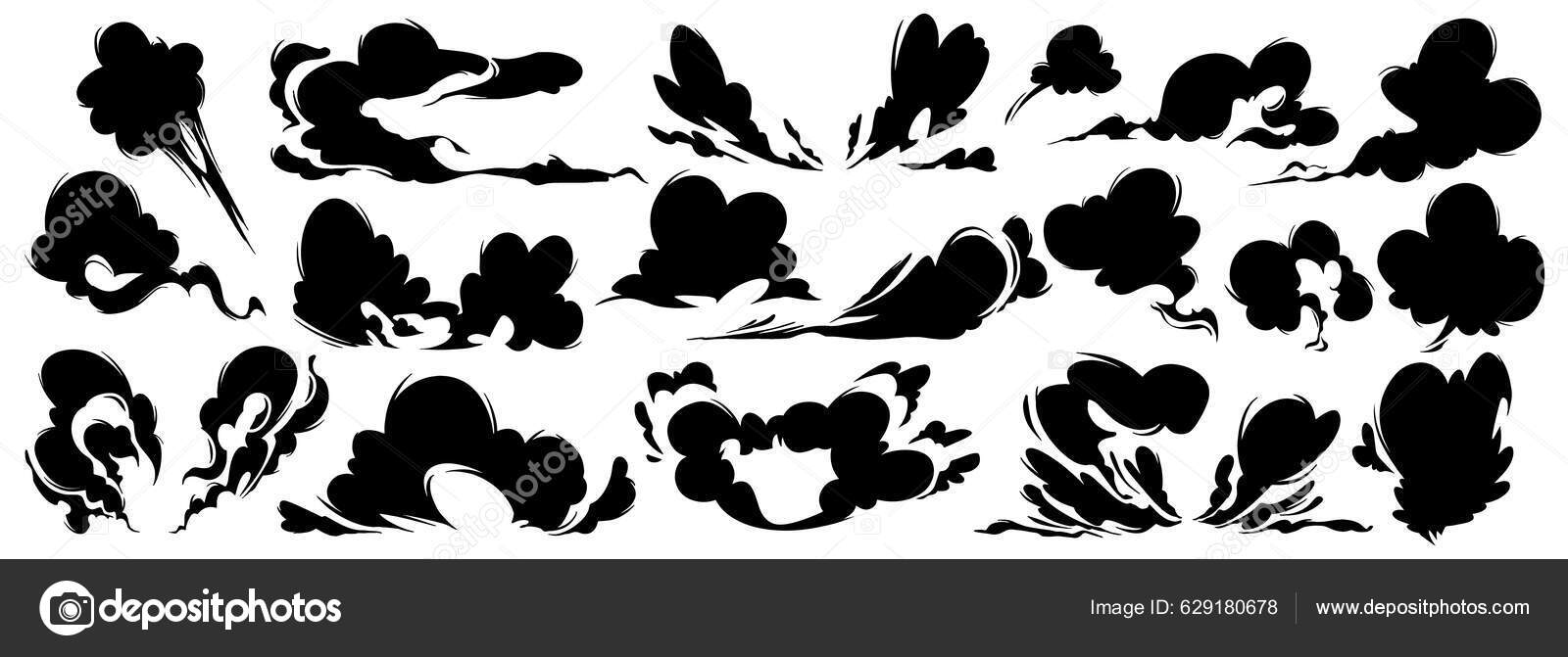 Comic Smoke Clouds Silhouettes Dust Speed Motion Explosion Air Puff ...