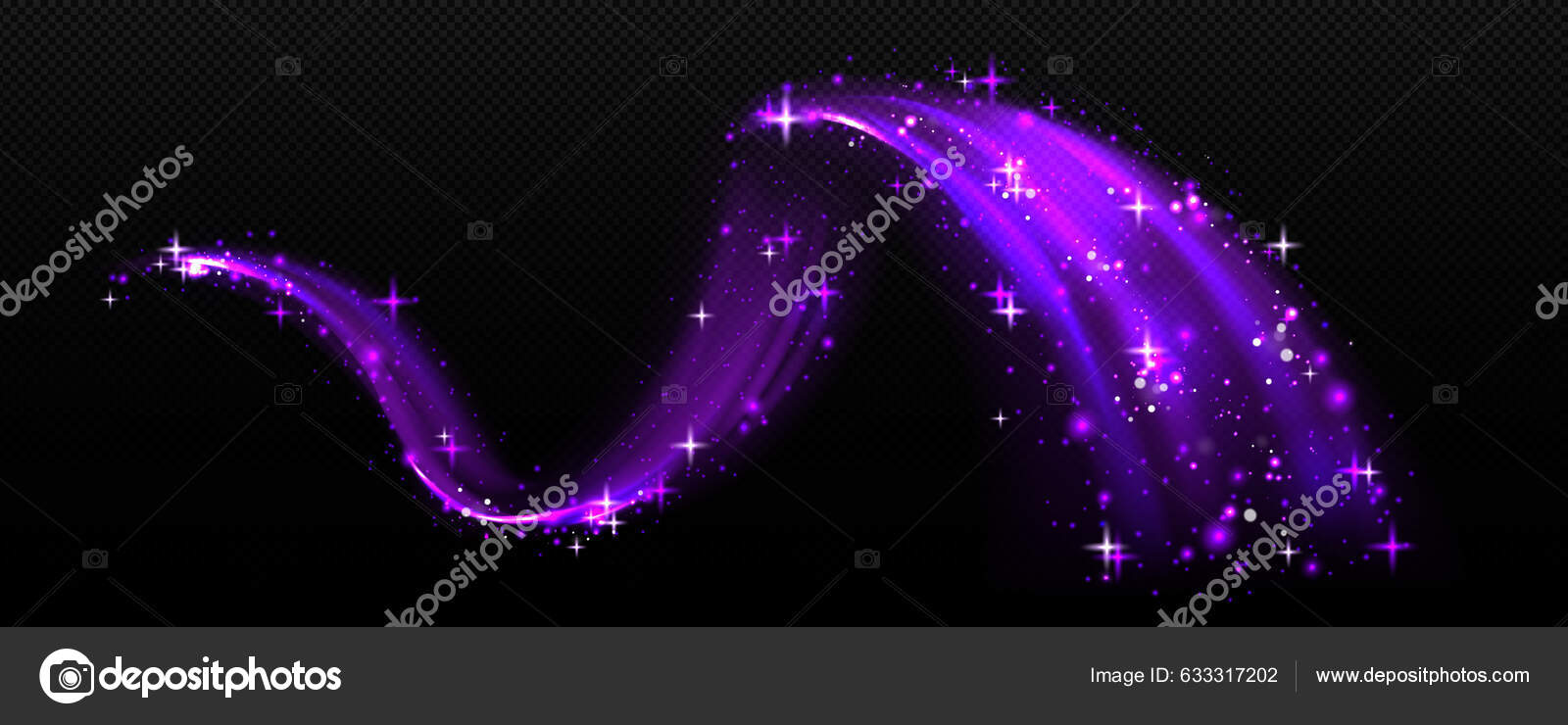 Magic Light Effect Purple Air Wave Wind Flow Twinkle Stars Stock Vector ...