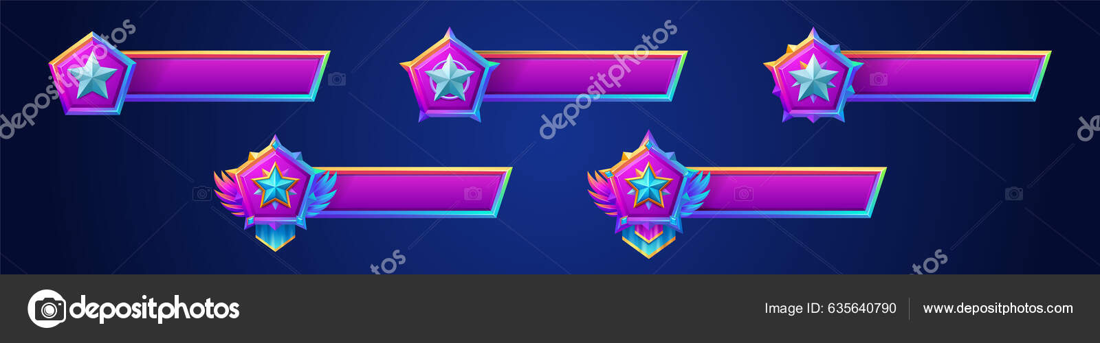 Game Banners Star Badges Ranking Icons Level Achievement Empty Title ...
