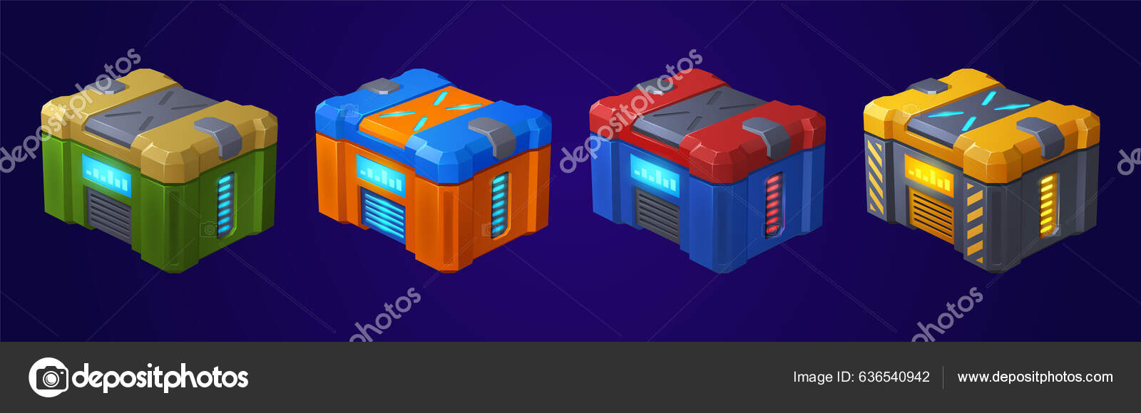 Game Futuristic Boxes Future Technology Chests Icons Sci Equipment Loot ...
