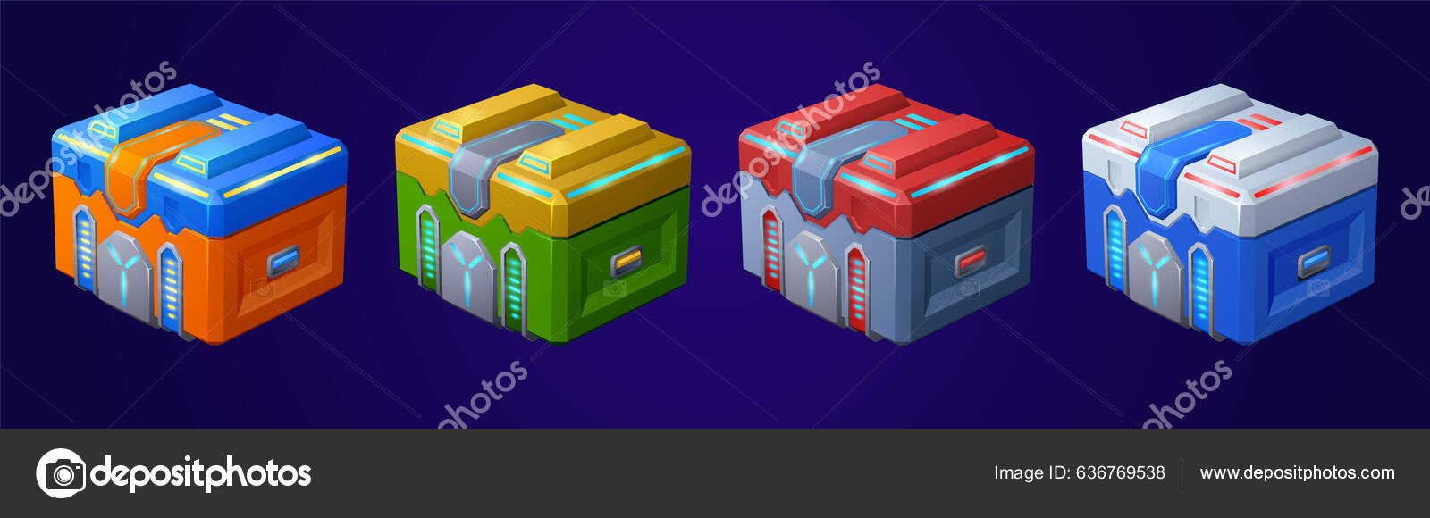 Game Futuristic Boxes Future Technology Chests Icons Sci Equipment Loot ...