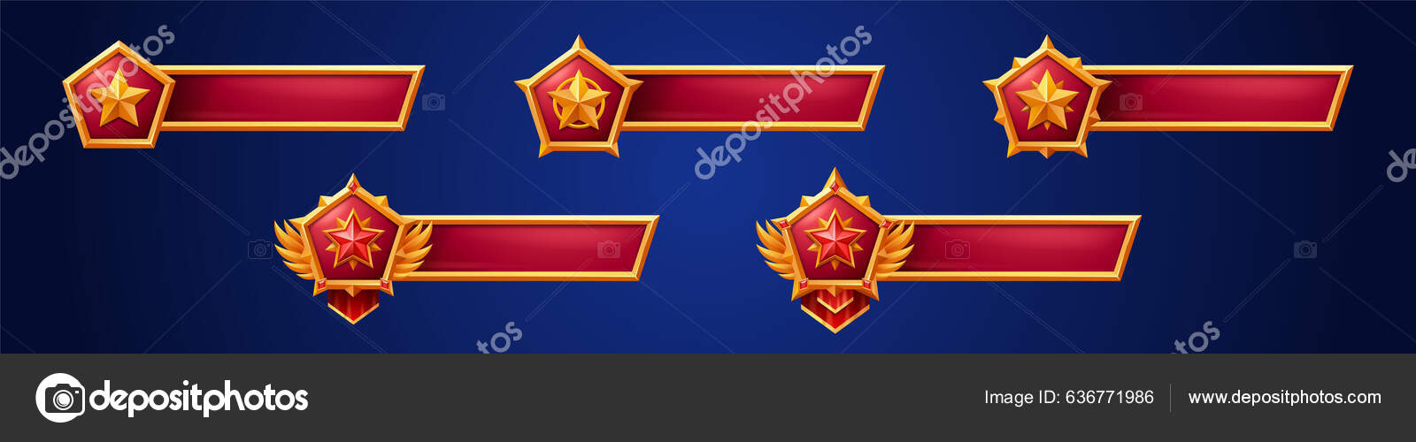 Game Banners Golden Star Badges Ranking Icons Level Achievement Empty ...