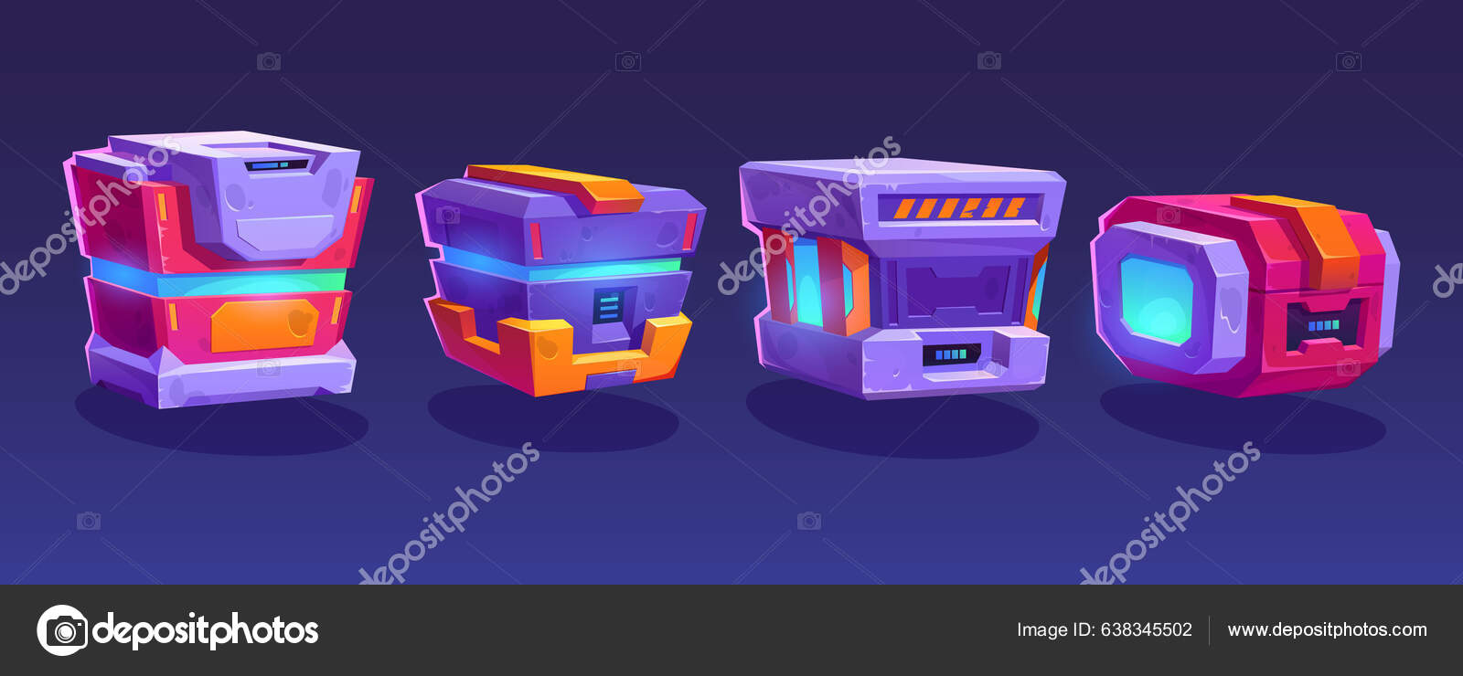 Game Futuristic Boxes Future Technology Chests Icons Sci Equipment Loot ...