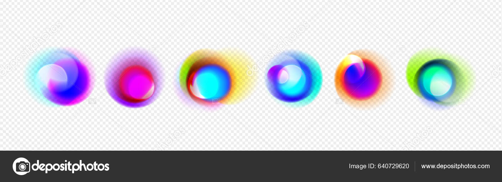 Realistic Set Radial Gradient Spots Isolated Transparent Background ...