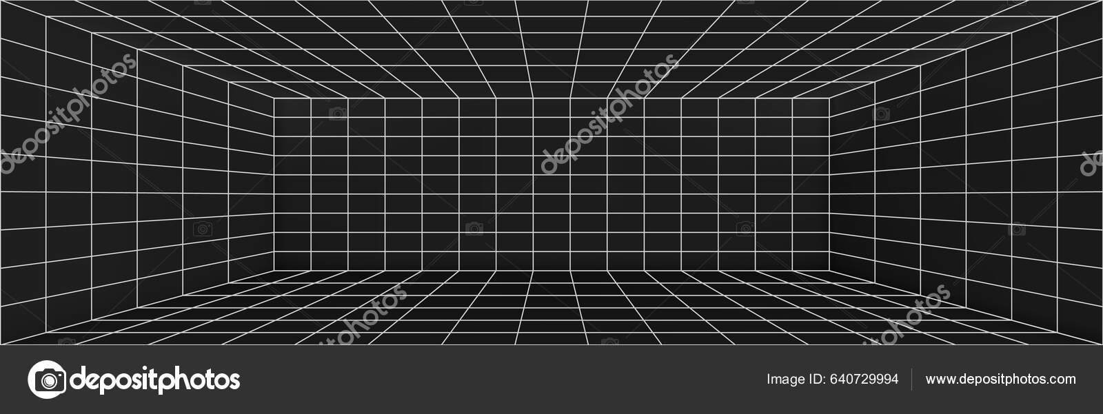 Perspective Black Wireframe Room Background Vector Realistic ...
