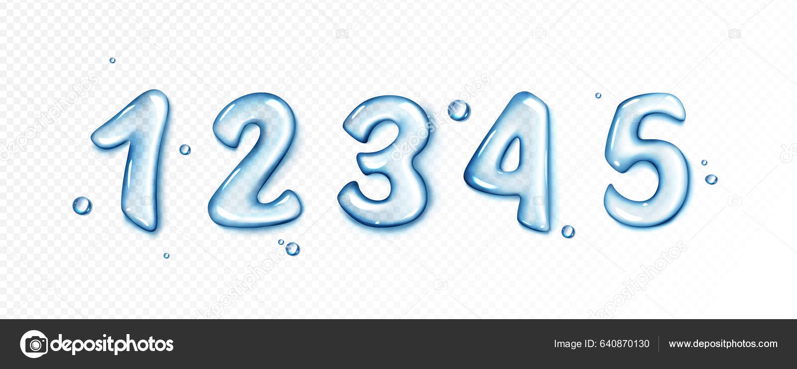 Water Font Blue Bubbles Numbers Shape Aqua Liquid Gel Numeral Stock ...