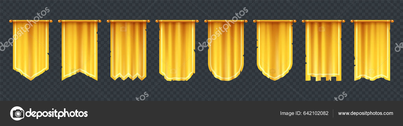 Medieval Gold Flags Hanging Fabric Banners Old Vertical Yellow Textile ...
