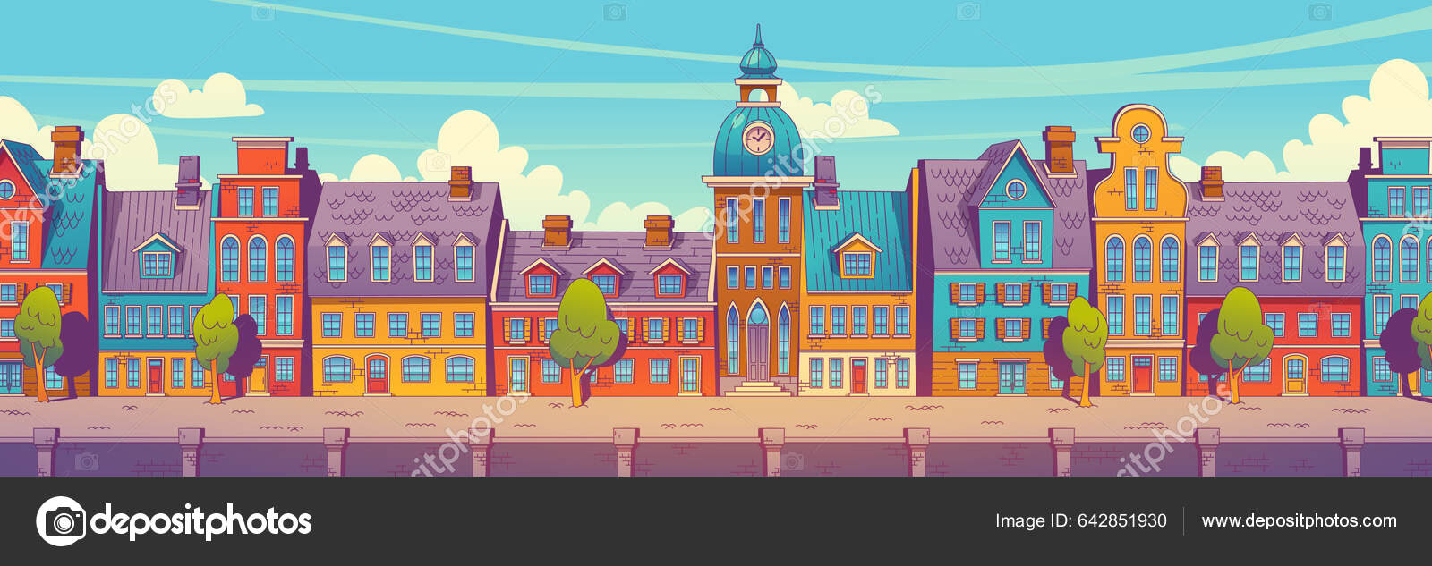 Scandinavian Street Traditional Architecture Vector Illustration ...