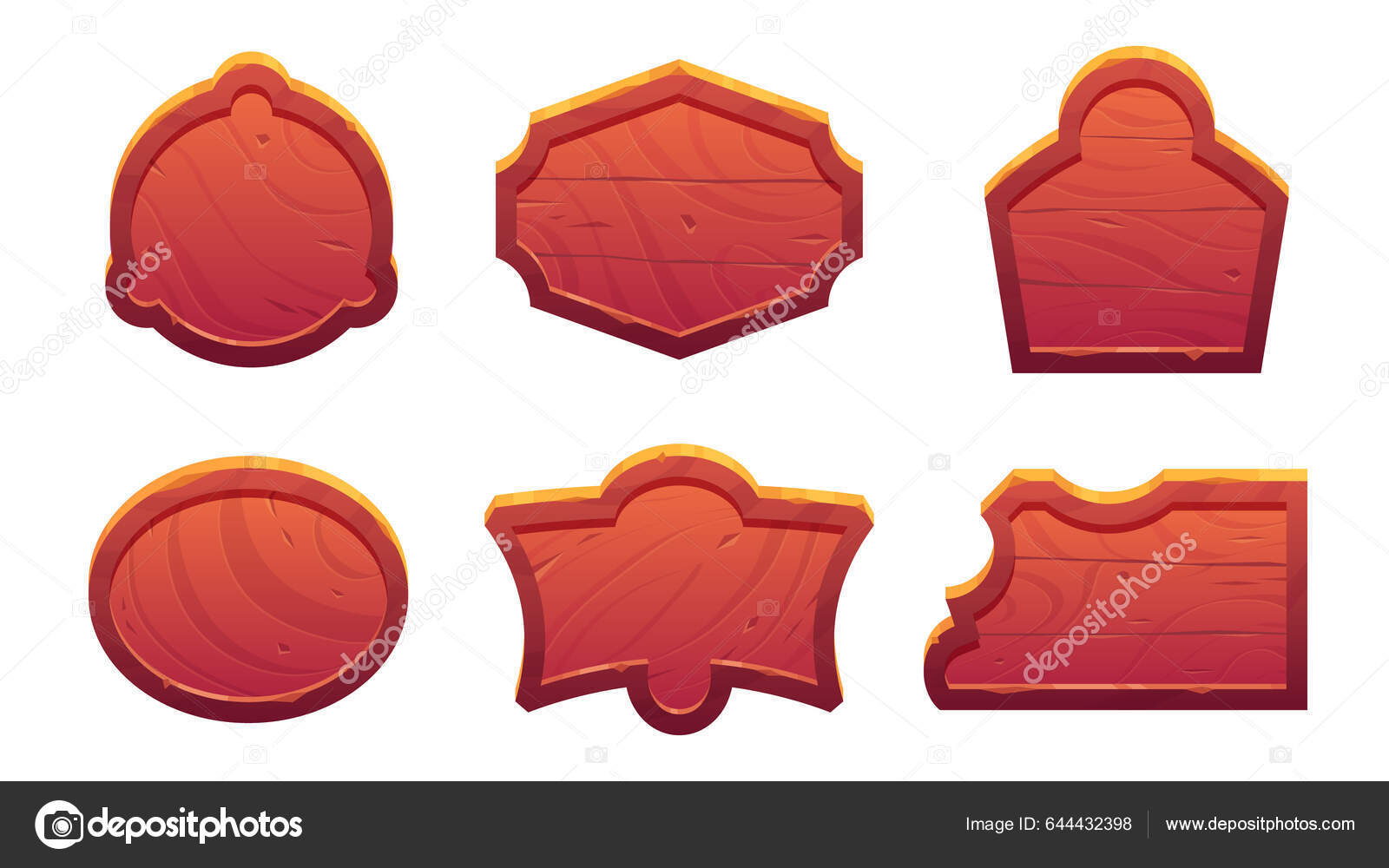 Wooden Plaque Sign Board Cartoon Vector Tag Label Isolated Wood Stock ...