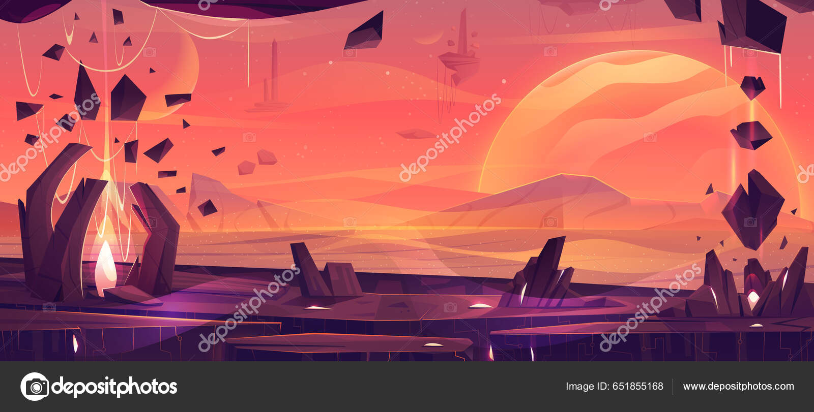Mars Planet Desert Cartoon Vector Space Landscape Martian Ground ...