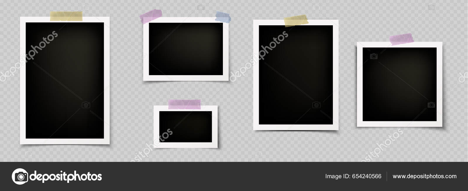 Templat Foto Frame Kolase Vektor Album Mockup Pada Latar Transparan ...