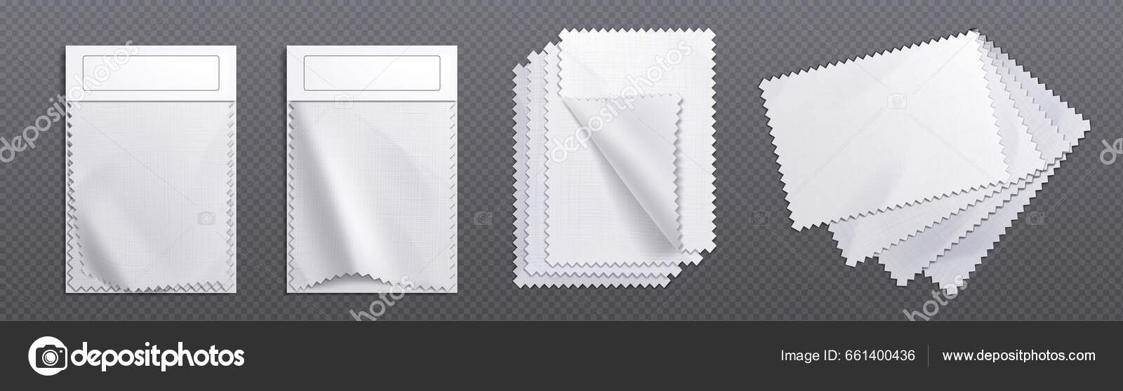 Realistic Set Blank Fabric Swatches Isolated Transparent Background ...