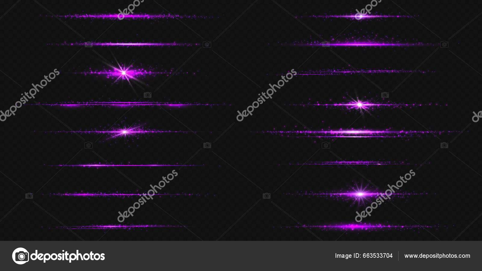Purple Line Light Glow Sparkle Flare Shine Horizontal Violet Neon Stock ...