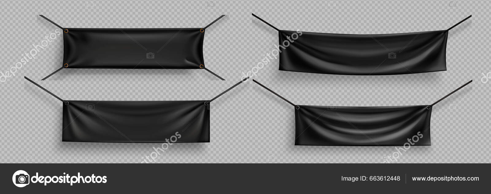 Panji Kanvas Kosong Mockup Bendera Kain Horisontal Lembar Tekstil ...