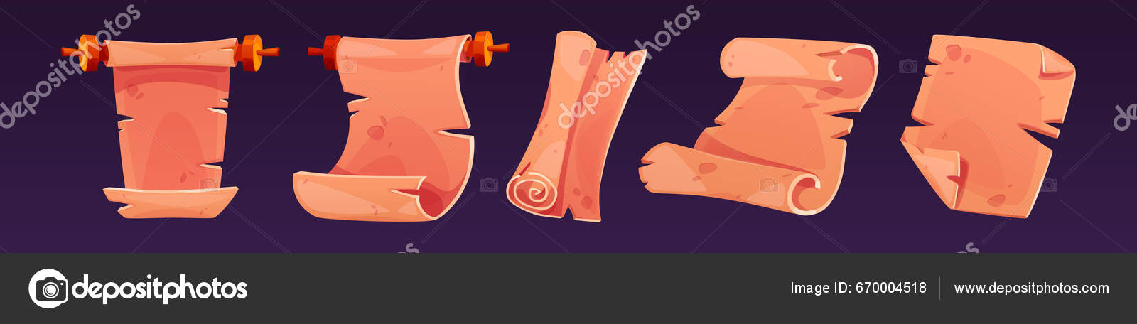 Antiguos Pergaminos Pergamino Establecidos Aislados Fondo Ilustración ...