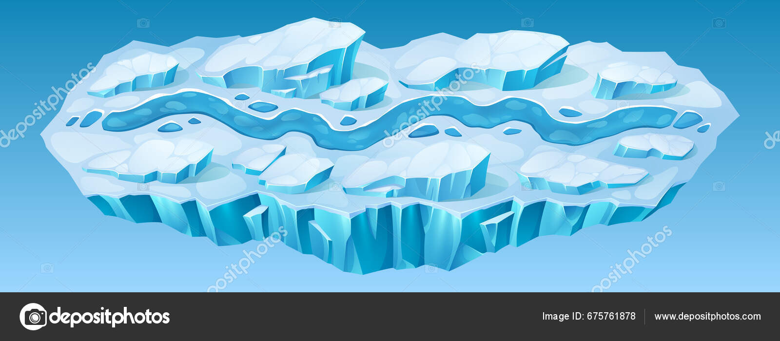 Winter Mobile Game Map Level Road Cartoon Background Snow Ice Stock ...