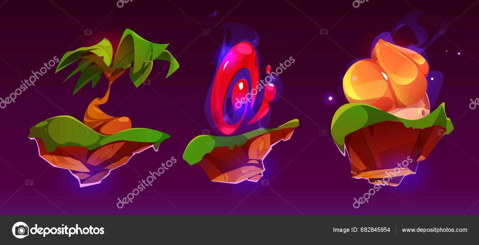 Set Isole Volanti Gioco Isolato Sfondo Illustrazione Cartoni Animati ...