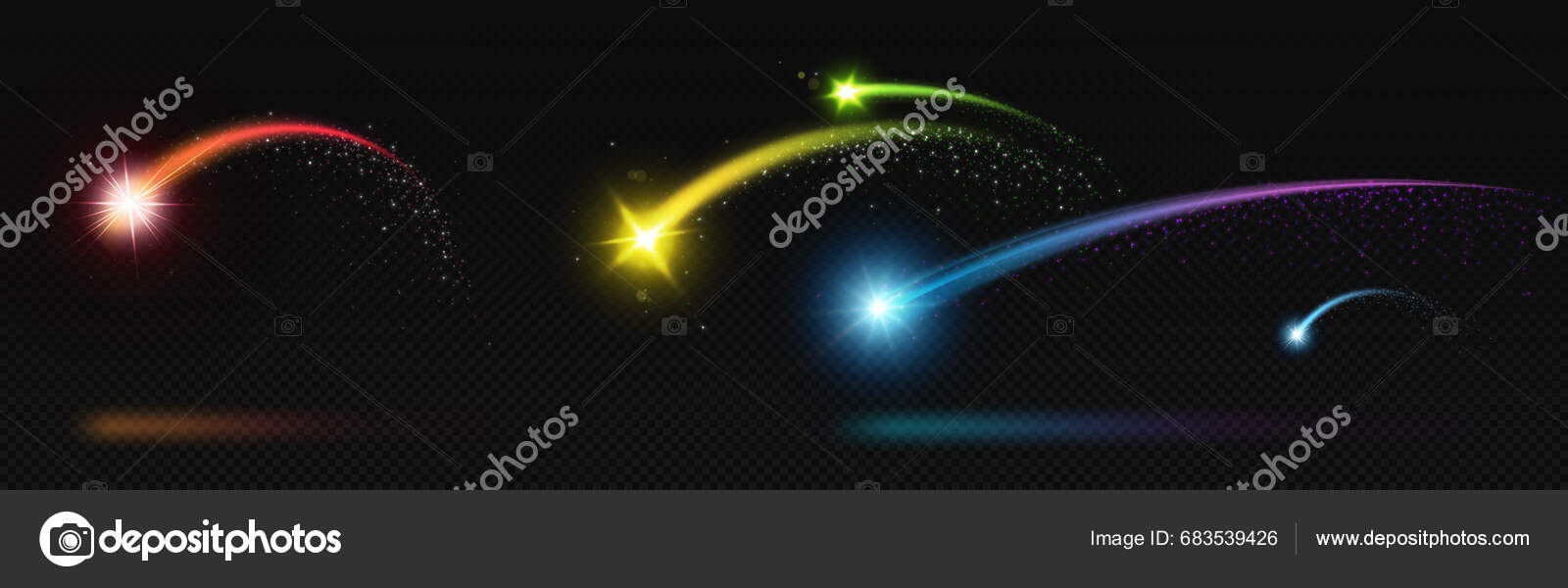 Colorful Firework Trails Transparent Background Vector Realistic ...