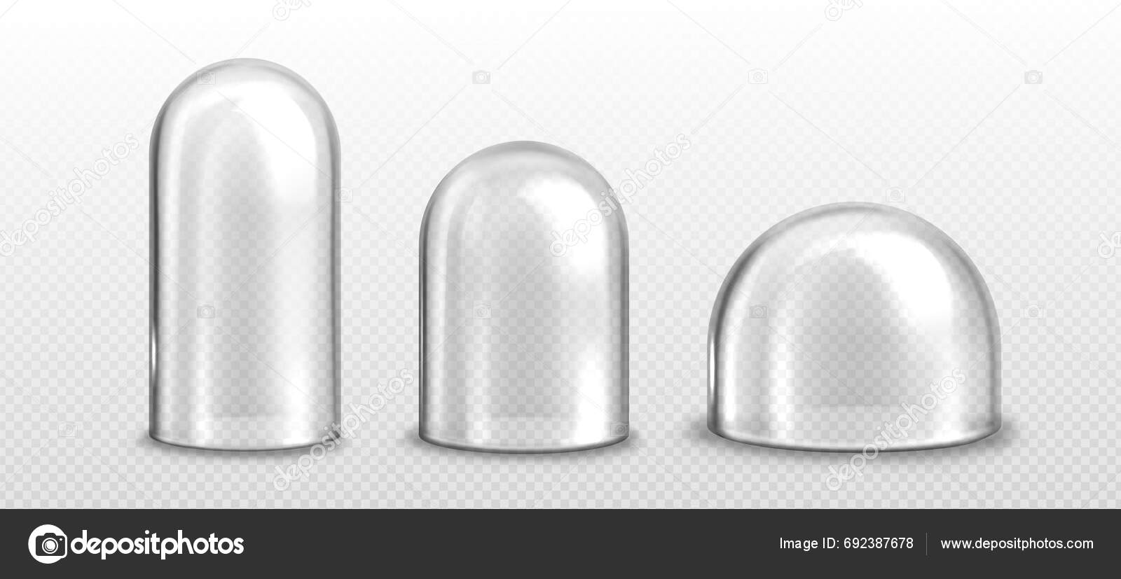 Conjunto Cúpulas Vidrio Aisladas Sobre Fondo Transparente Ilustración ...