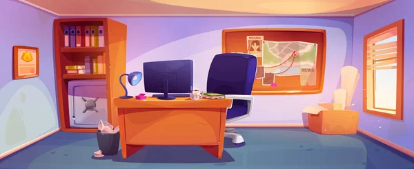 Detective Office Interior Vector Cartoon Illustration Police Station ...