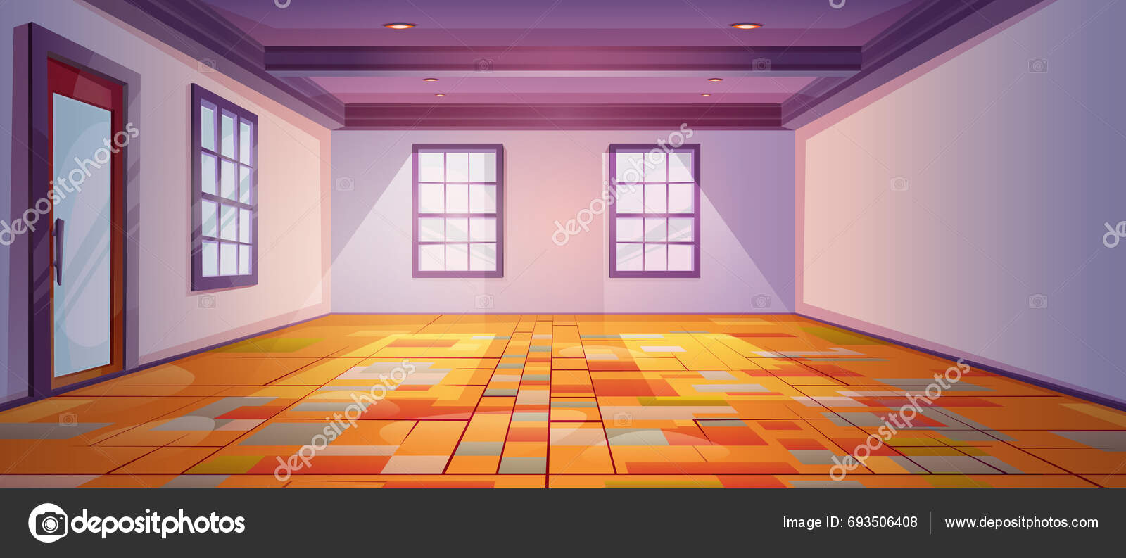 Empty Room Interior Design Vector Cartoon Illustration Spacious ...