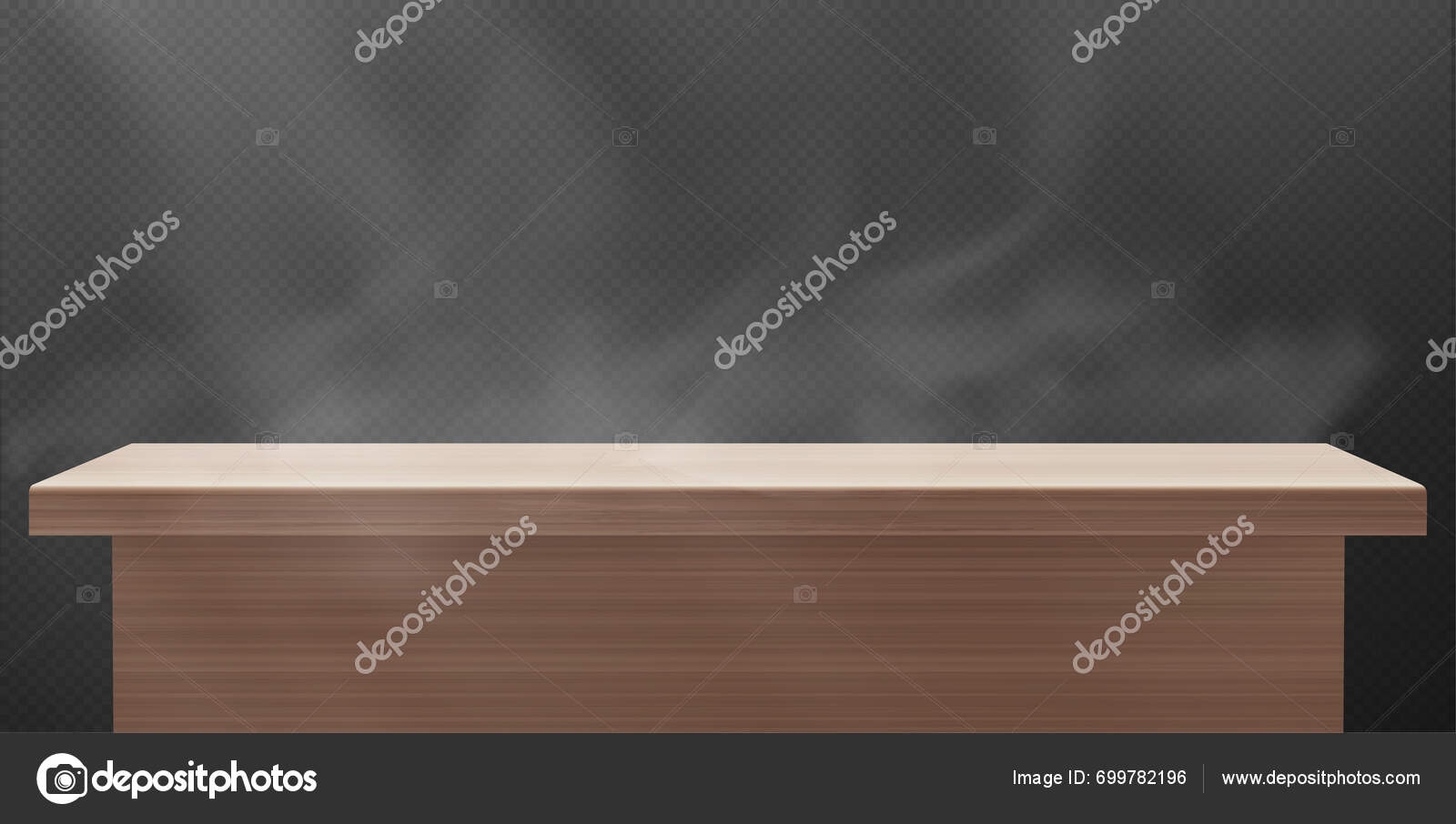 Brown Wood Table Top Steam Smoke Transparent Background Foreground View ...