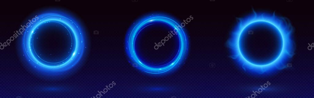 Conjunto Marcos Círculo Azul Aislados Sobre Fondo Transparente ...