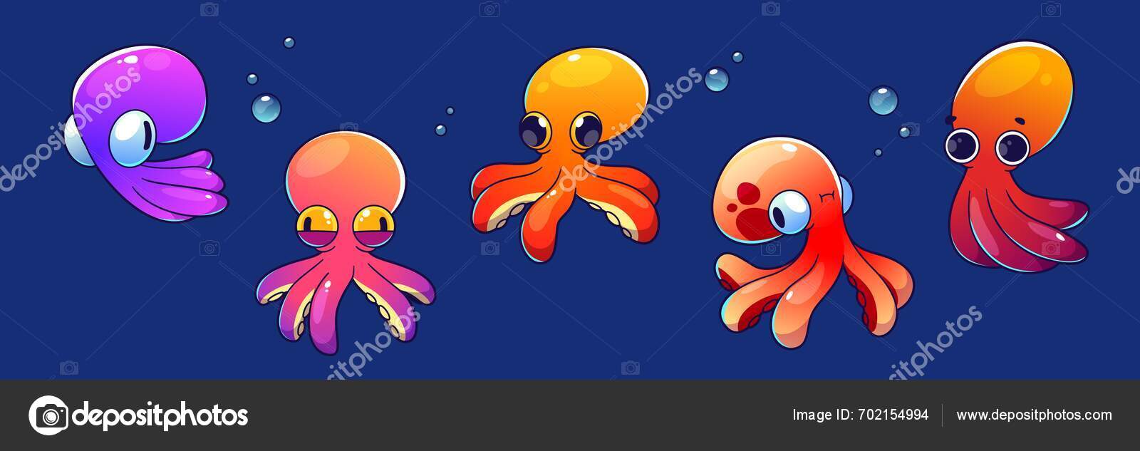 Image vectorielle Mignon Personnage Dessin Animé Poulpe Enfantin ...