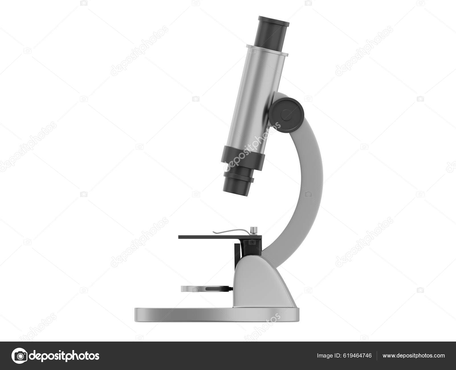 Realistic Gray Microscope Rendering Icon Yellow Background Stock Photo ...
