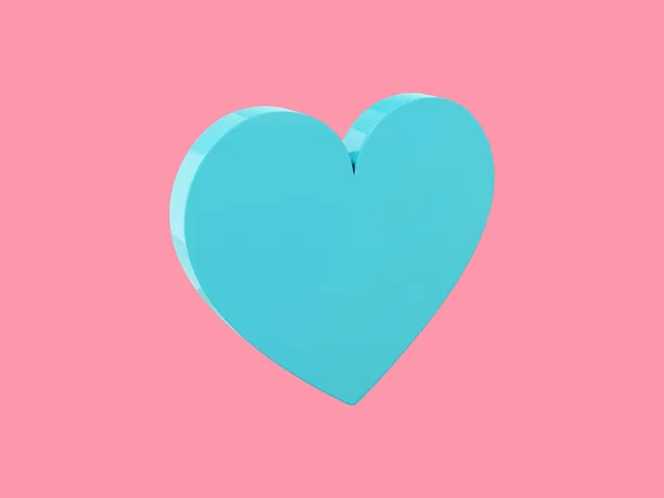 Flat heart. Blue mono color. Symbol of love. On a solid pink background ...