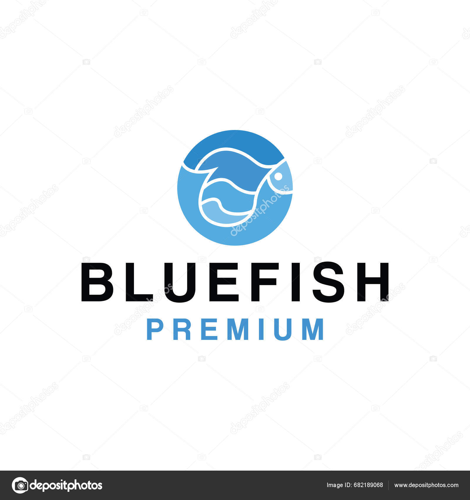 Silhouette Blue Fish Ocean Logo Vector Modern Seafood Symbol Icon Stock ...