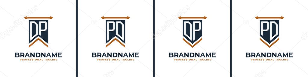 Carta DP y PD Pennant Flag Logo Set, Representar la Victoria. Adecuado para cualquier negocio ...