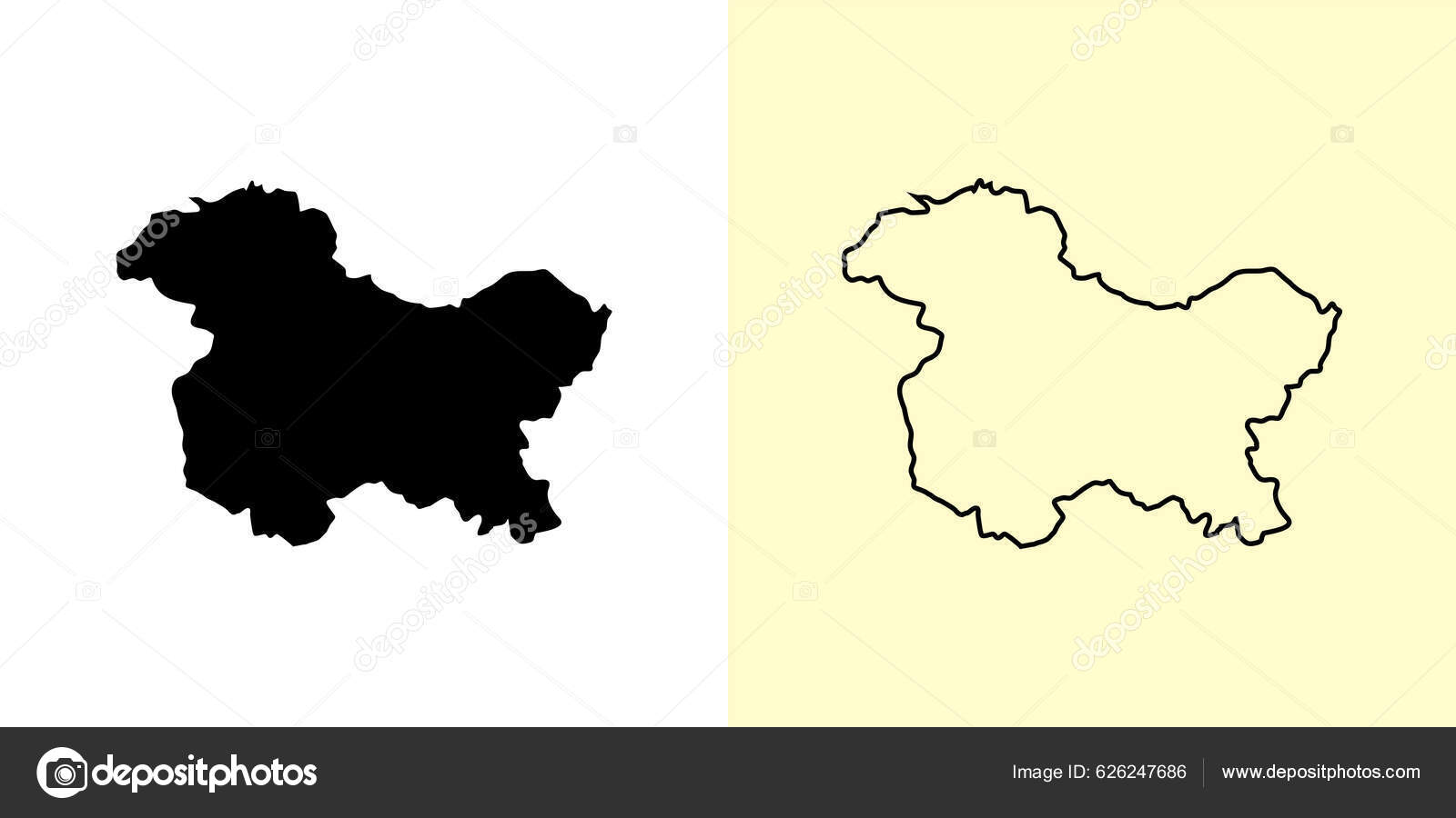 Jammu Kashmir Map India Asia Filled Outline Map Designs Vector Stock Vector by ©TriDraw 626247686