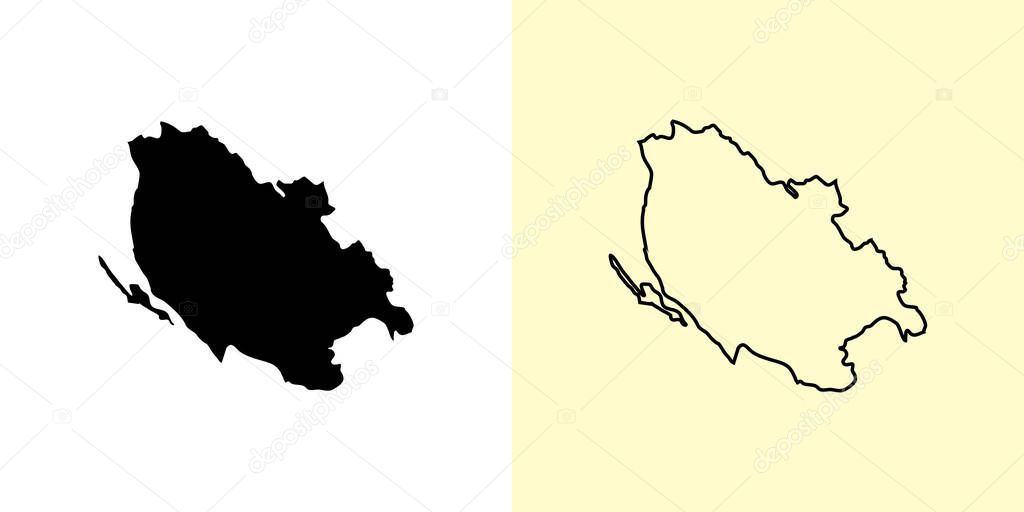 Lika-Senj mapa, Croacia, Europa. Diseños de mapas rellenos y ...